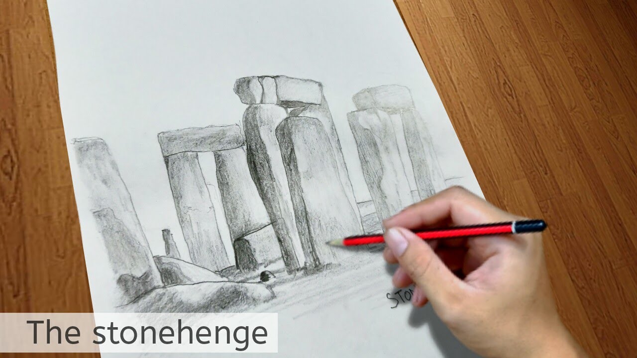 Drawing Stonehenge - pencil sketch | hadilustration - YouTube