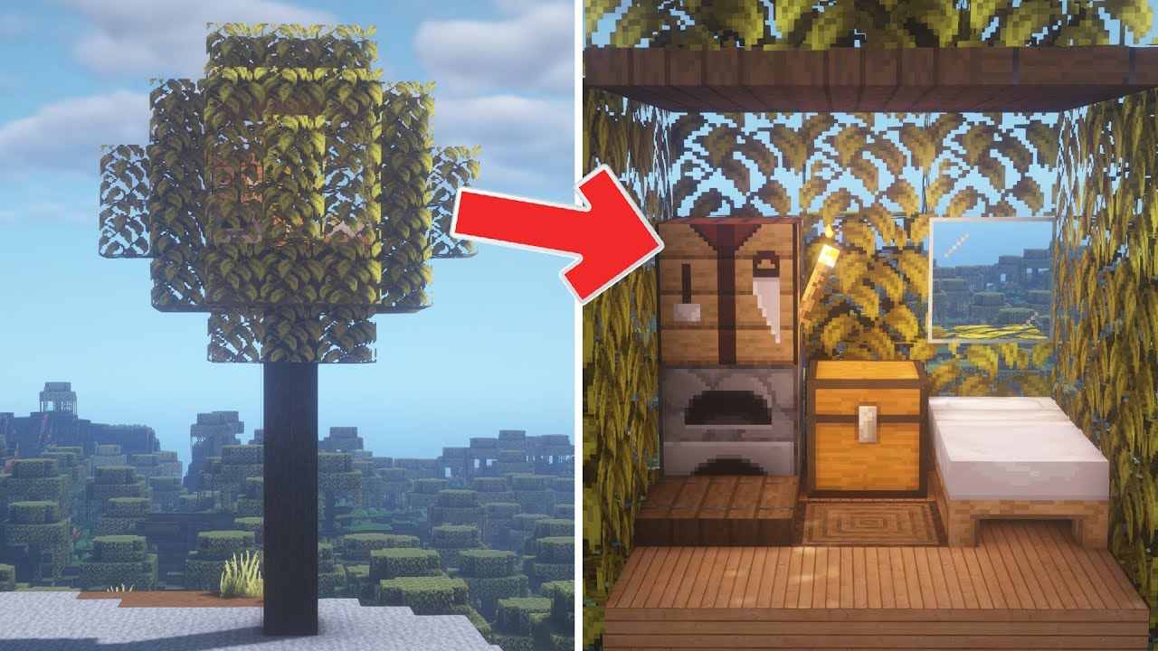 Hidden Tree House in Minecraft - YouTube