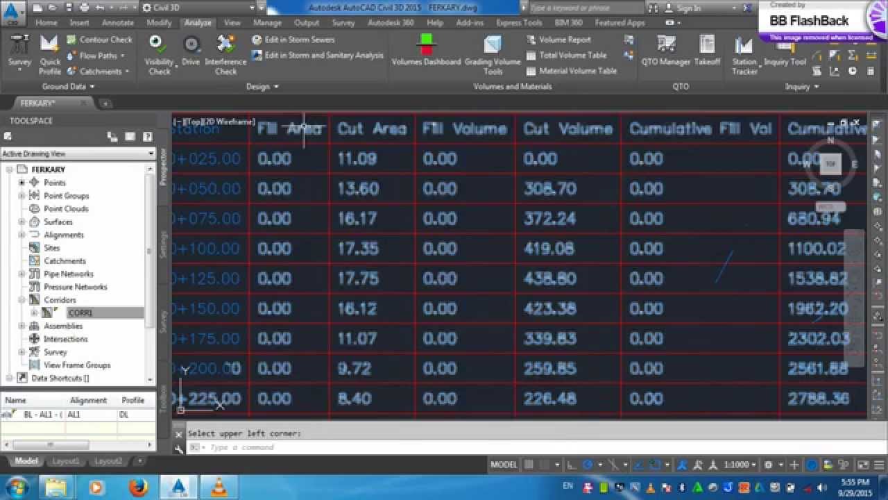 CIVIL 3D 2015(CREATE TOTAL VOLUME TABLE9) - YouTube