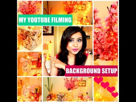 MY YOUTUBE FILMING BACKGROUND SETUP || ROOM DECOR IDEAS || CUTE PINK ...