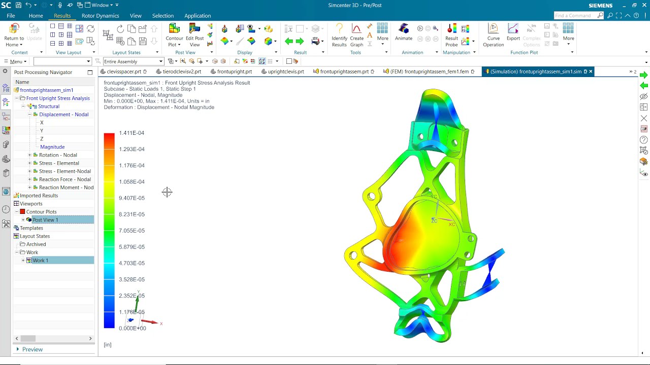 Upright stress analysis (mesh, BC's, and solve) in Simcenter 3D (Video ...