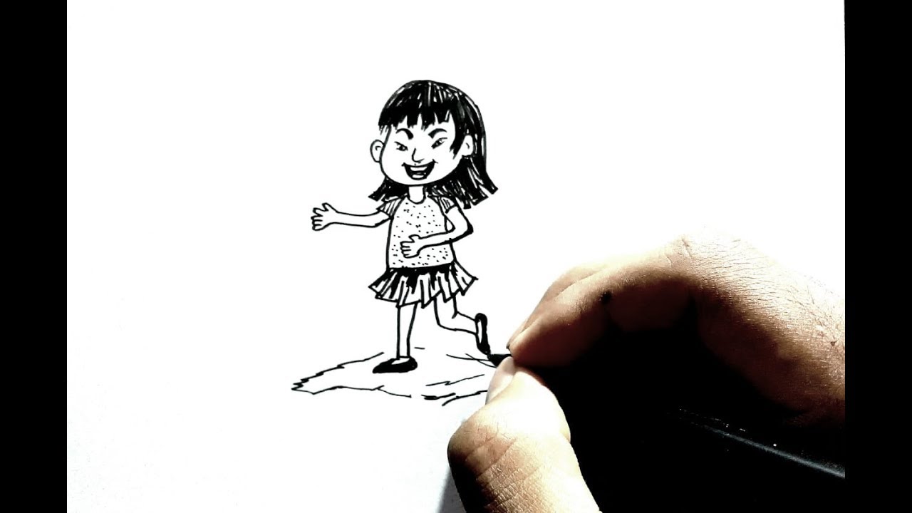 VERY EASY, How to draw laughing girl for beginners to learn easy - YouTube