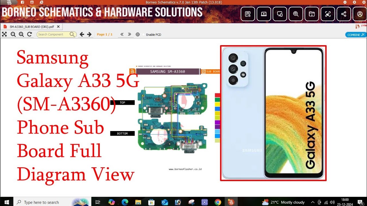 Samsung Galaxy A33 5G (SM-A3360) Phone Sub board Diagram All view step ...