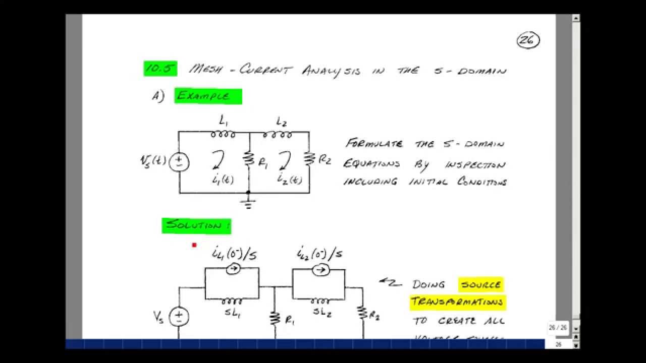 ECE202msu: Chapter 10 - Mesh-Current Analysis in the s-Domain - YouTube