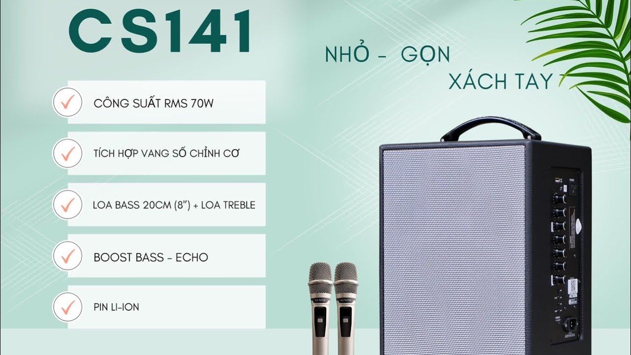 Cs141 cong xuất 70w 2 micro cao cấp chống hú tốt ( cho nhà không gian nhỏ 15-20met vuông - YouTube