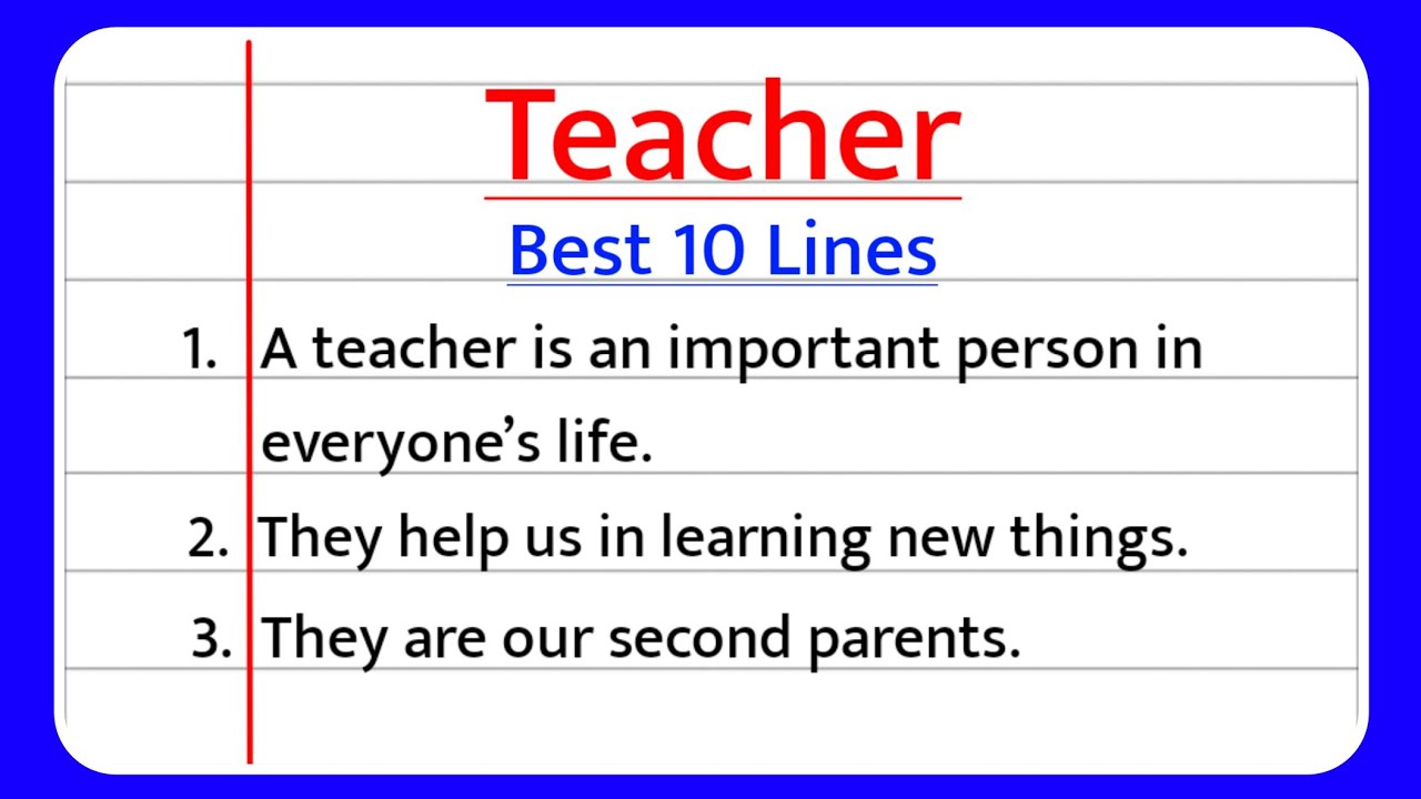Teacher 10 lines in english | Teacher Essay 10 lines in English ...