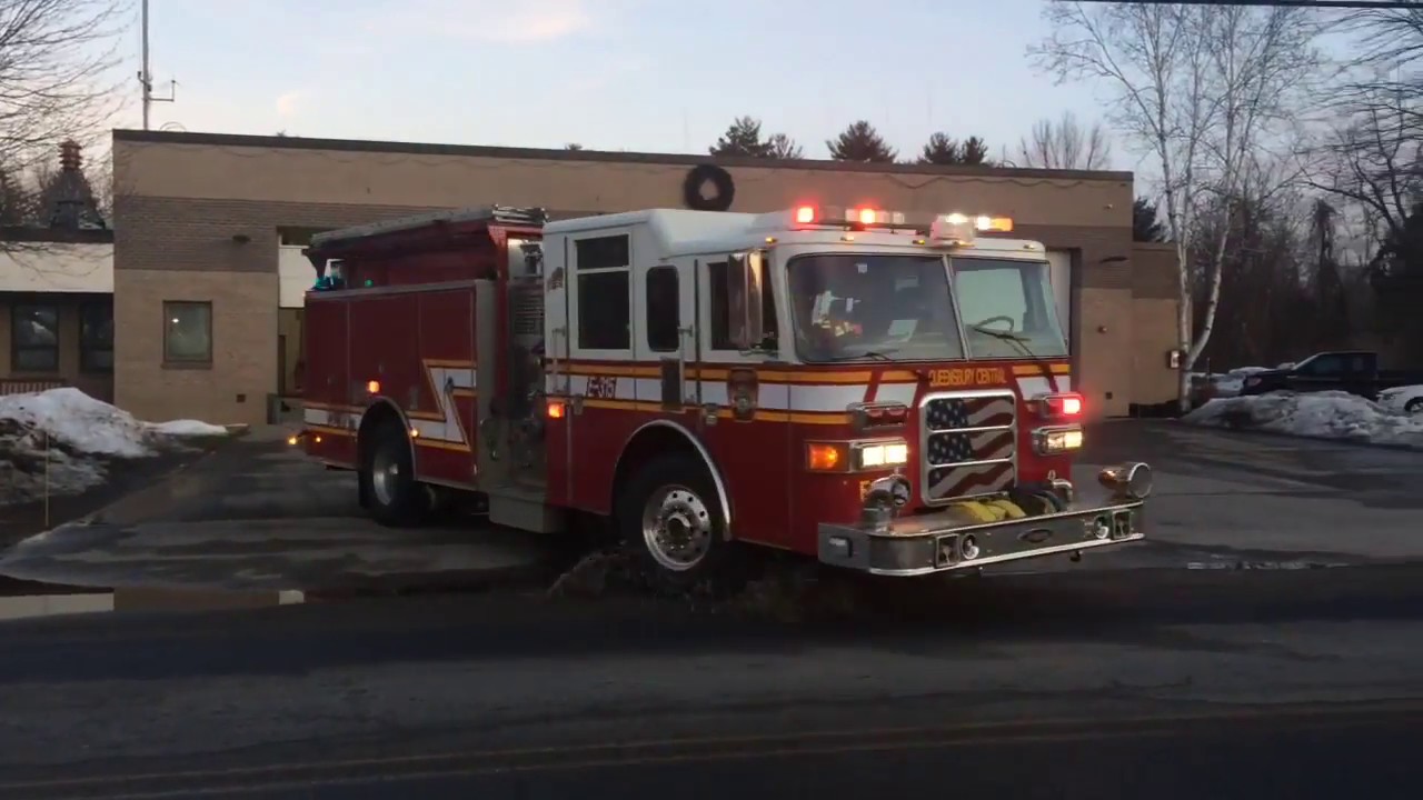 Queensbury Central Fire Engine 315 and Tower 1 Responding - YouTube
