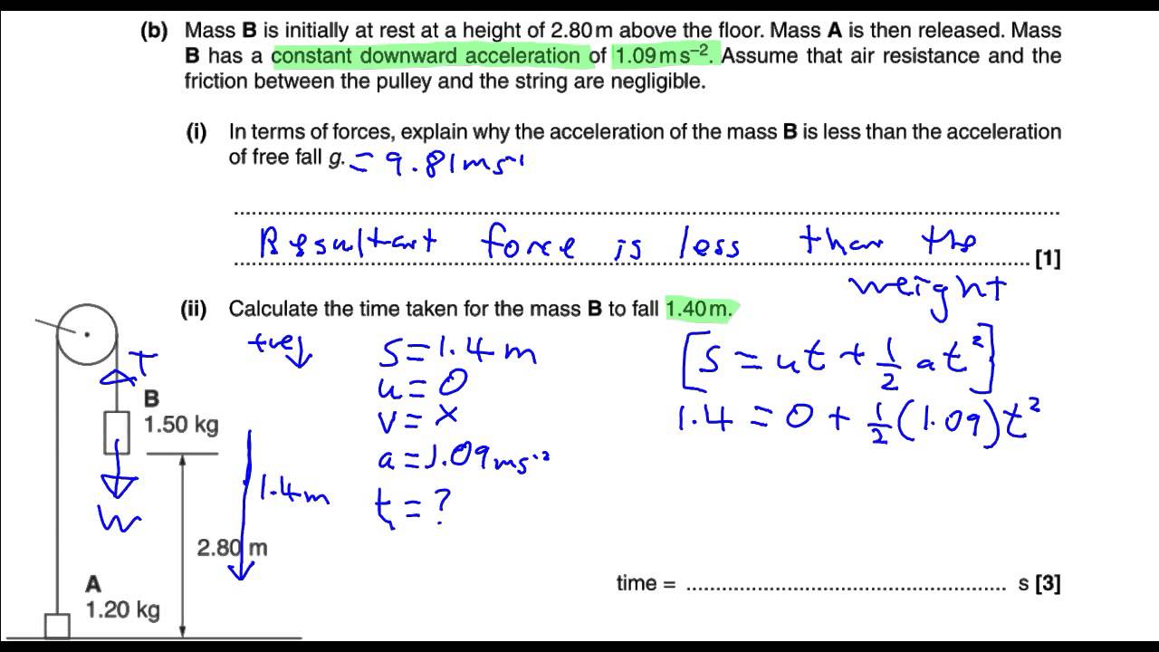 OCR Physics A-level January 2010 Unit 1 Question 2b(ii)-(iii): suvat ...
