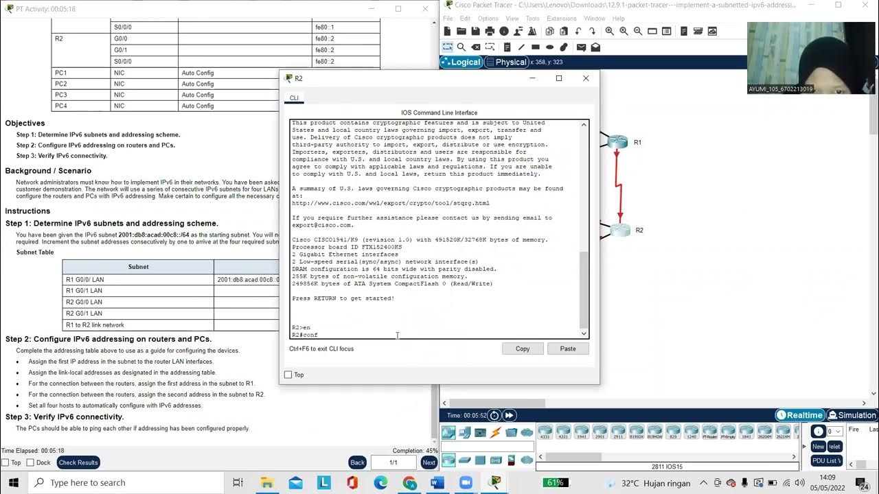 12.9.1 Packet Tracer – Implement a Subnetted IPv6 Addressing Scheme ...