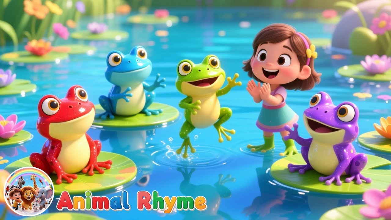 Five Little Frogs Learn Colors | Bella’s Counting Song and Nursery ...