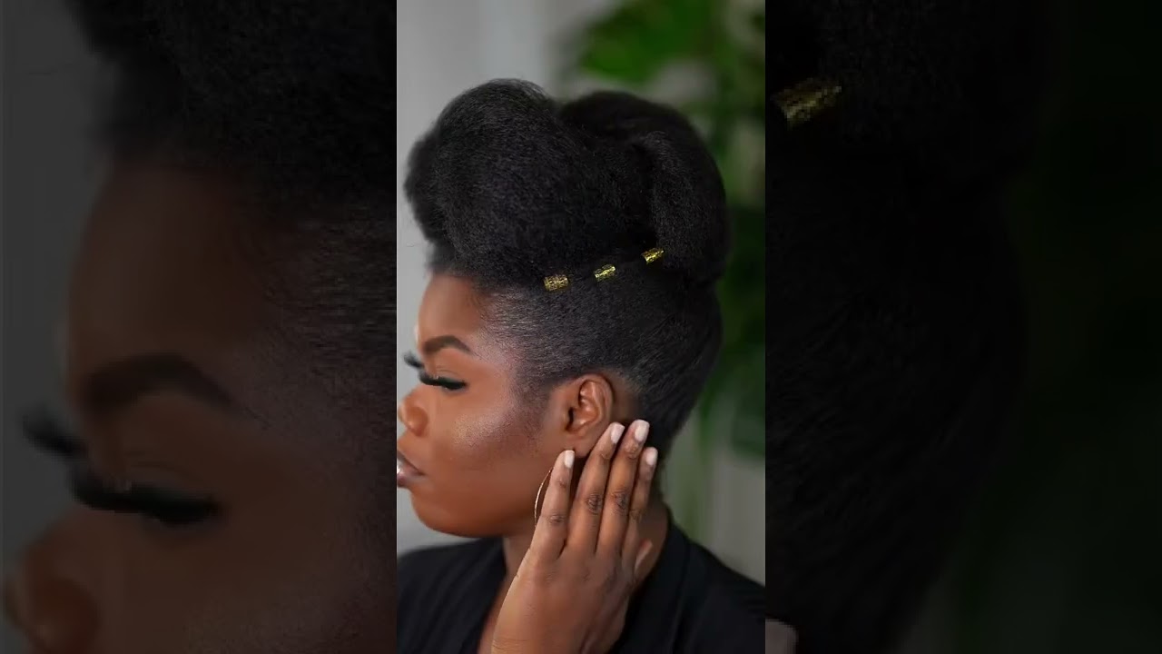 Updo hairstyle for black women on natural hair #updohairstyle #updo # ...