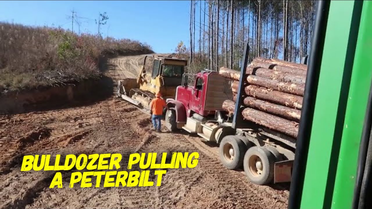 Pulling Peterbilt log trucks all day long - YouTube