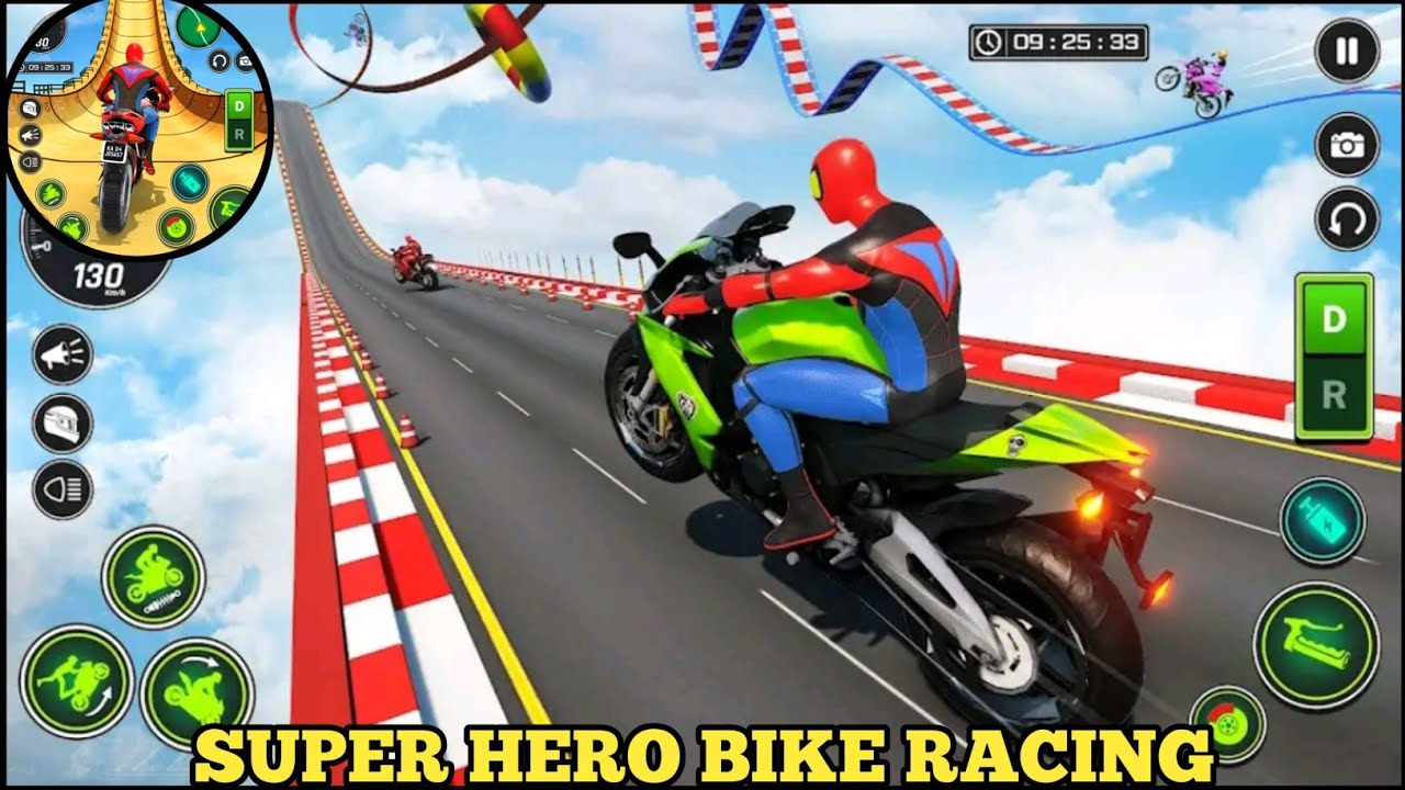 SPIDER MAN DRIVING GREEN SUPER BIKE IN HIGHWAY TRACK - YouTube