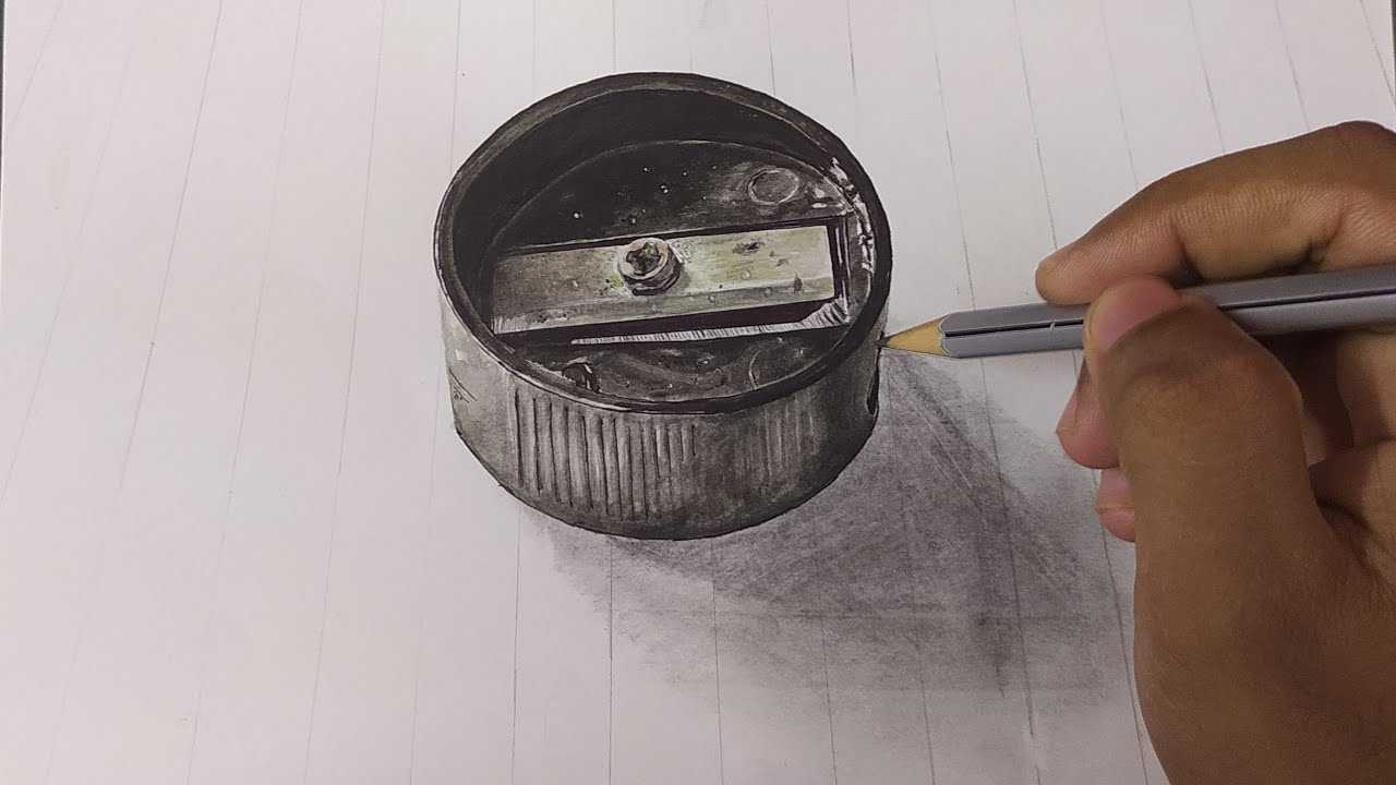 Drawing a hyperrealistic sharpener - How to draw 3D Art - YouTube