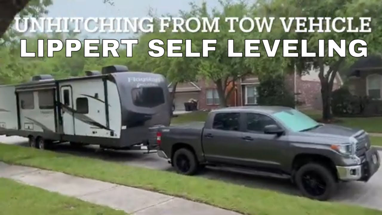 How To Unhitching RV Travel Trailer From Towing Vehicle Using Lippert ...