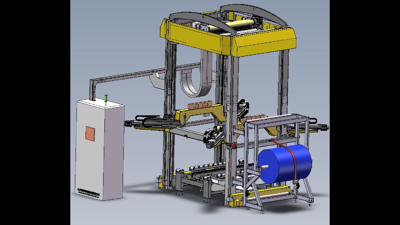 Stretch hood wrapping machine - YouTube