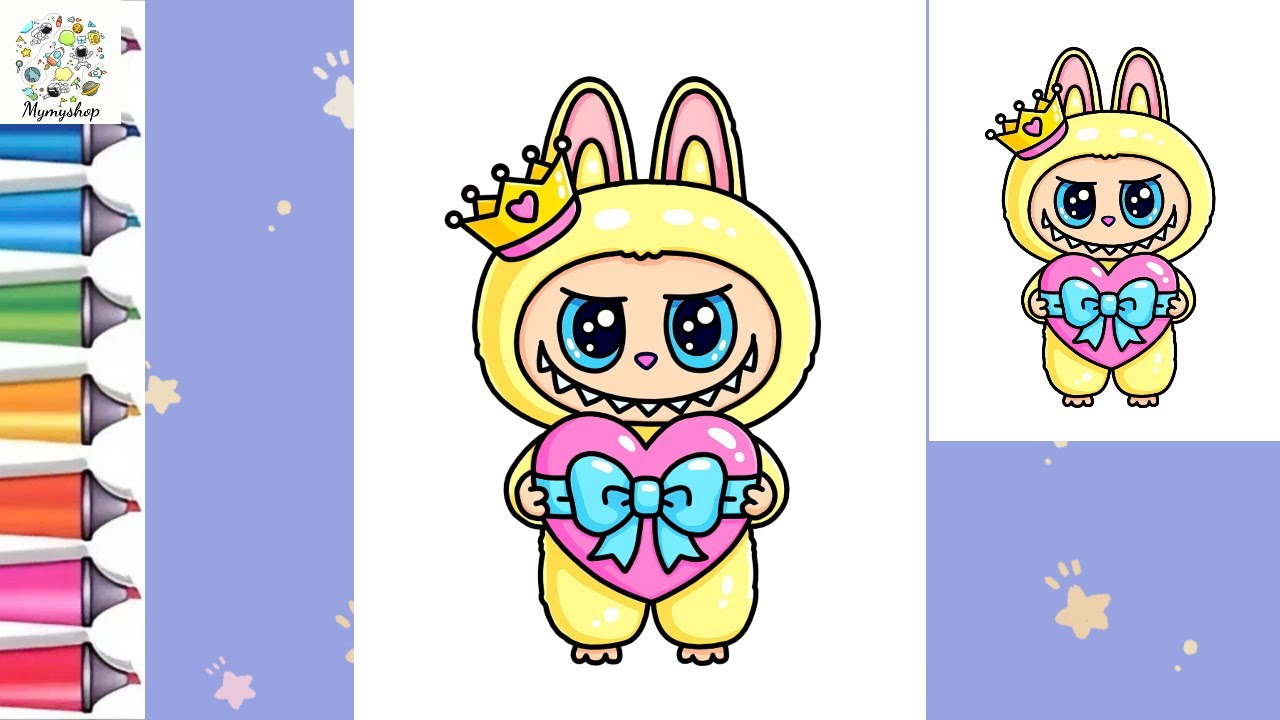 How to Draw Princess Labubu Holding a Heart | Easy Step by Step Cartoon ...