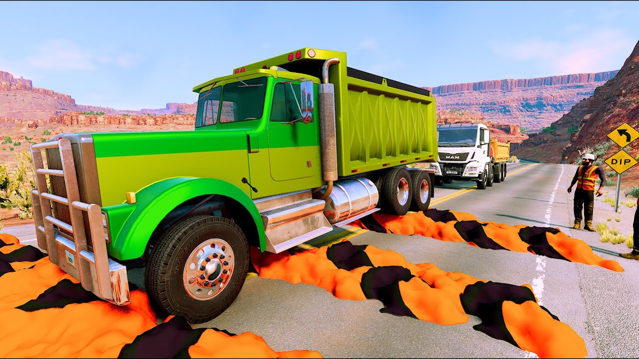 Trucks and Cars vs speed bumps | BeamNG Drive 46 - YouTube