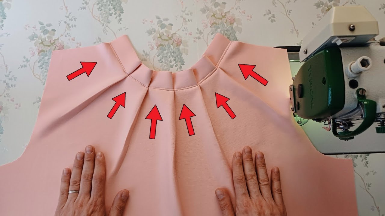 Neck stitching techniques with pleats. Sewing tricks and tips - YouTube
