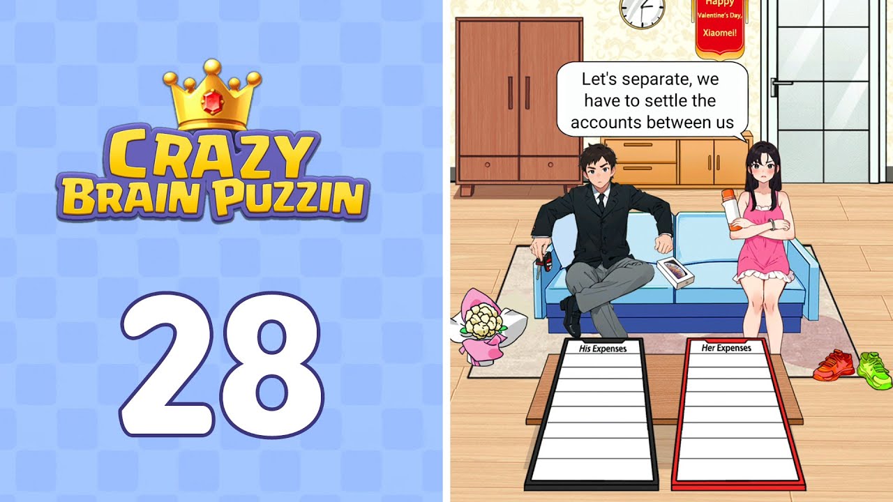 Crazy Brain Puzzle Level 28 Break Up | Game Walkthrough - YouTube