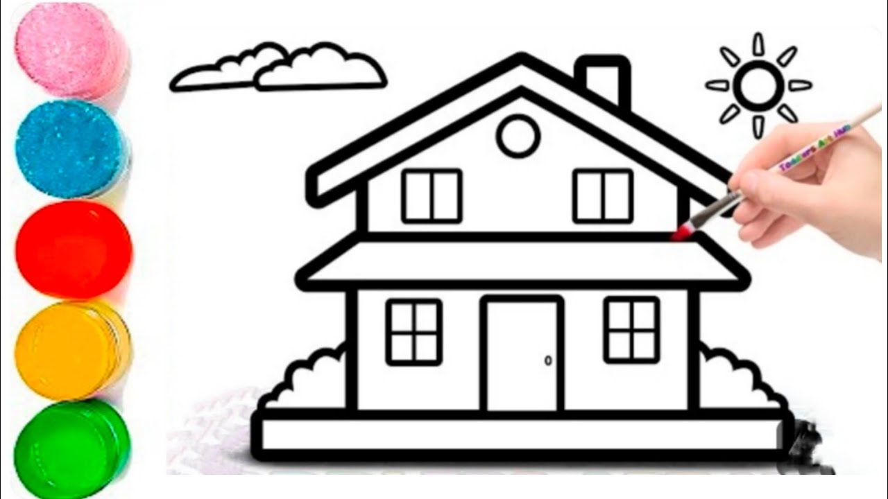 How to Draw a Colorful House for Kids | Easy House Drawing & Coloring ...