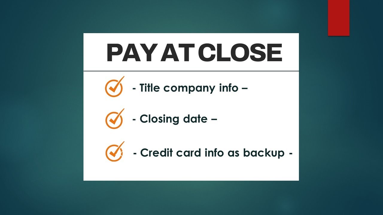 Pay at close - YouTube