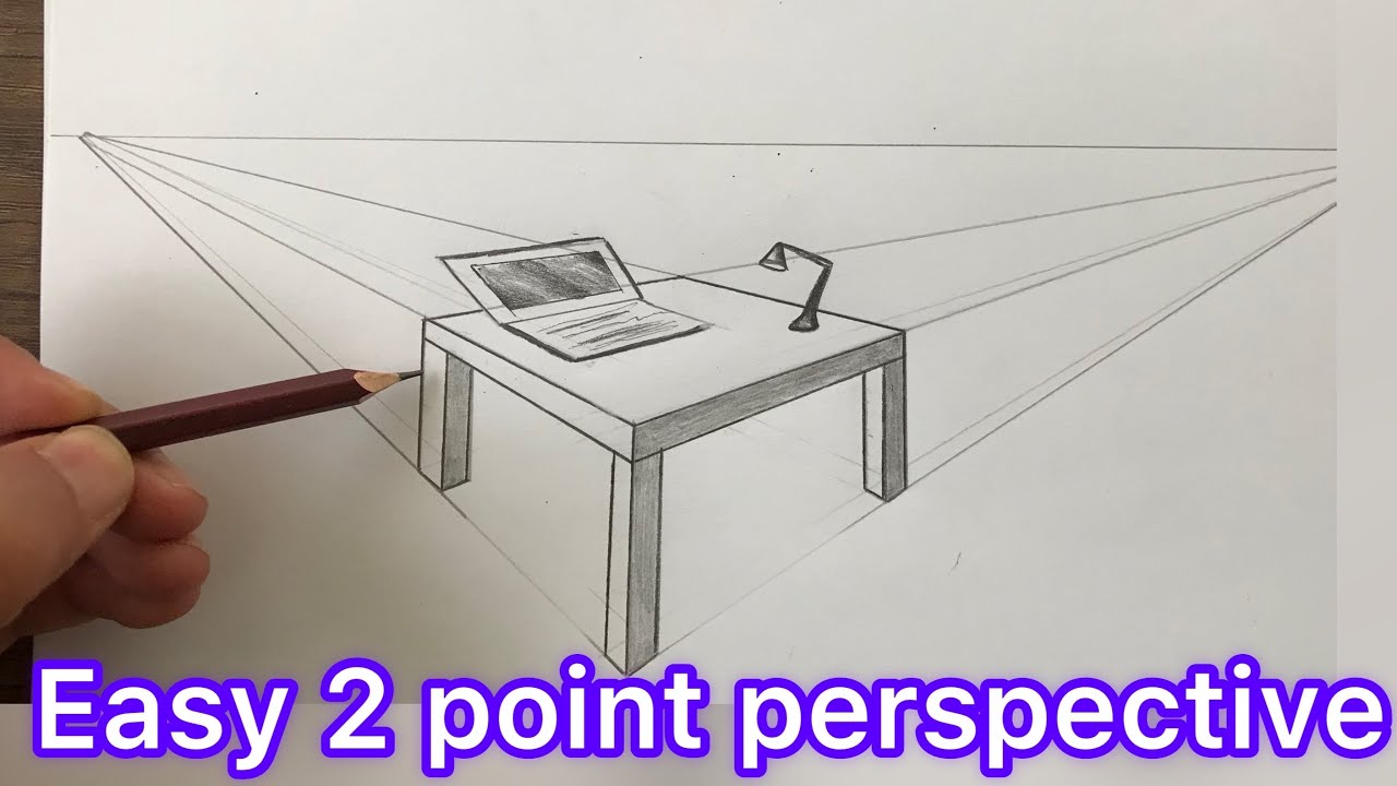 Easy two point perspective table drawing - easy drawings for beginners ...