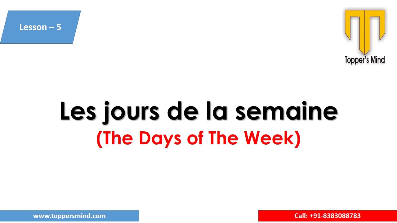 Days of Week in French | Les jours de la semaine - YouTube