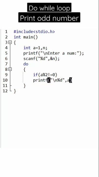 Print Odd Number Do While Loop Shorts Clanguage Cprogramming