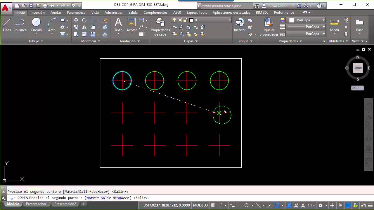 Curso de AutoCAD 2016 - Desplaza y copia - YouTube