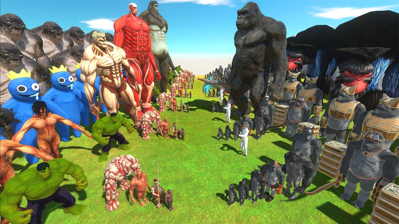 TITANO WAR - TITAN TEAM vs MONKEY TEAM - Animal Revolt Battle Simulator ...