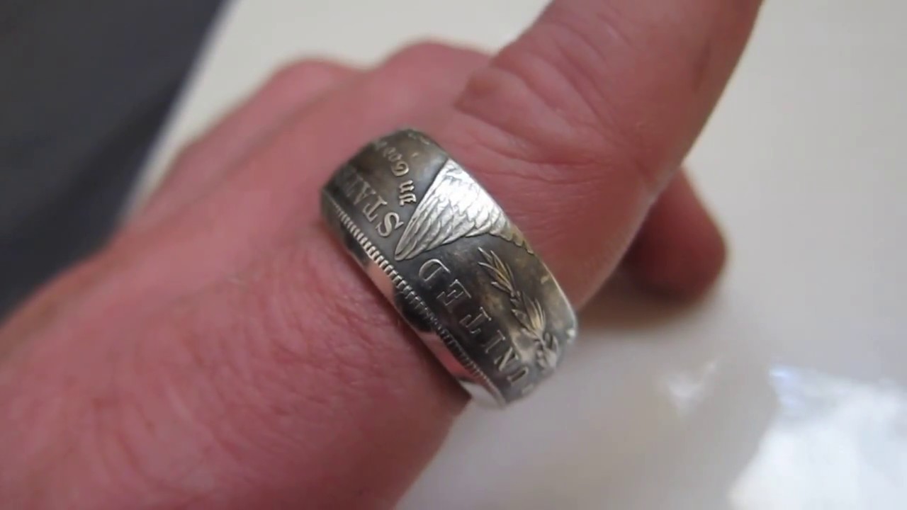 1921 Silver Morgan Dollar Coin Ring - YouTube