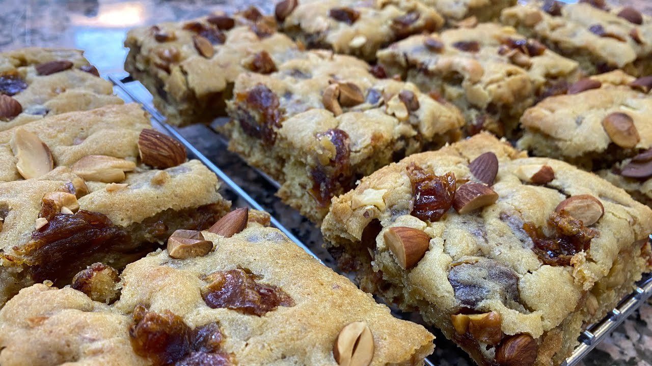 DATES AND NUTS BARS/ dates and nuts cookie bars - YouTube