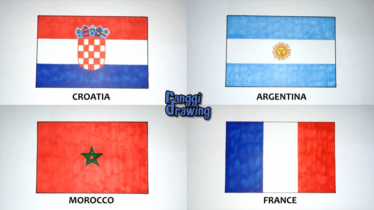 Drawing 4 Country Flags in Semi-finals of FIFA World Cup Qatar 2022 ...