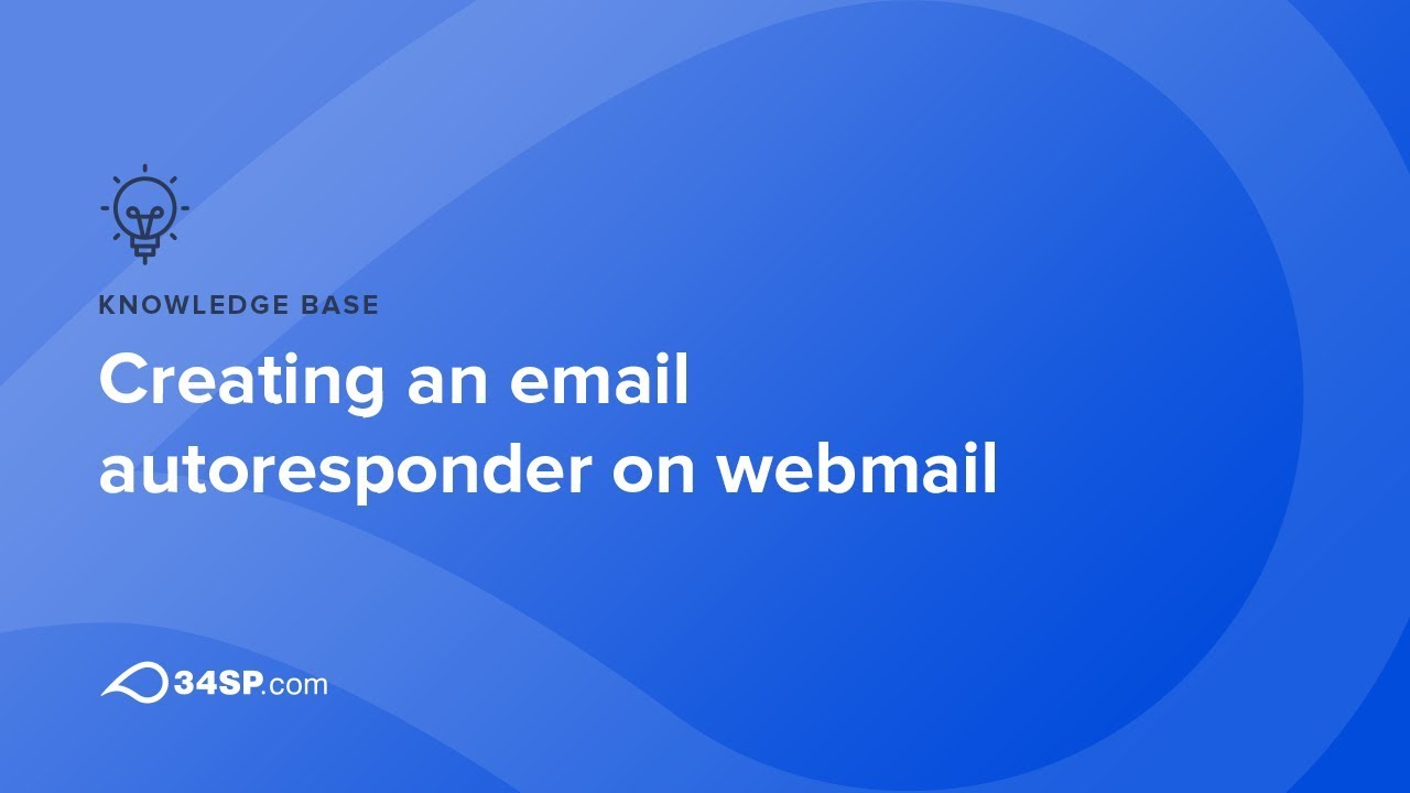 Creating an email autoresponder in webmail - YouTube