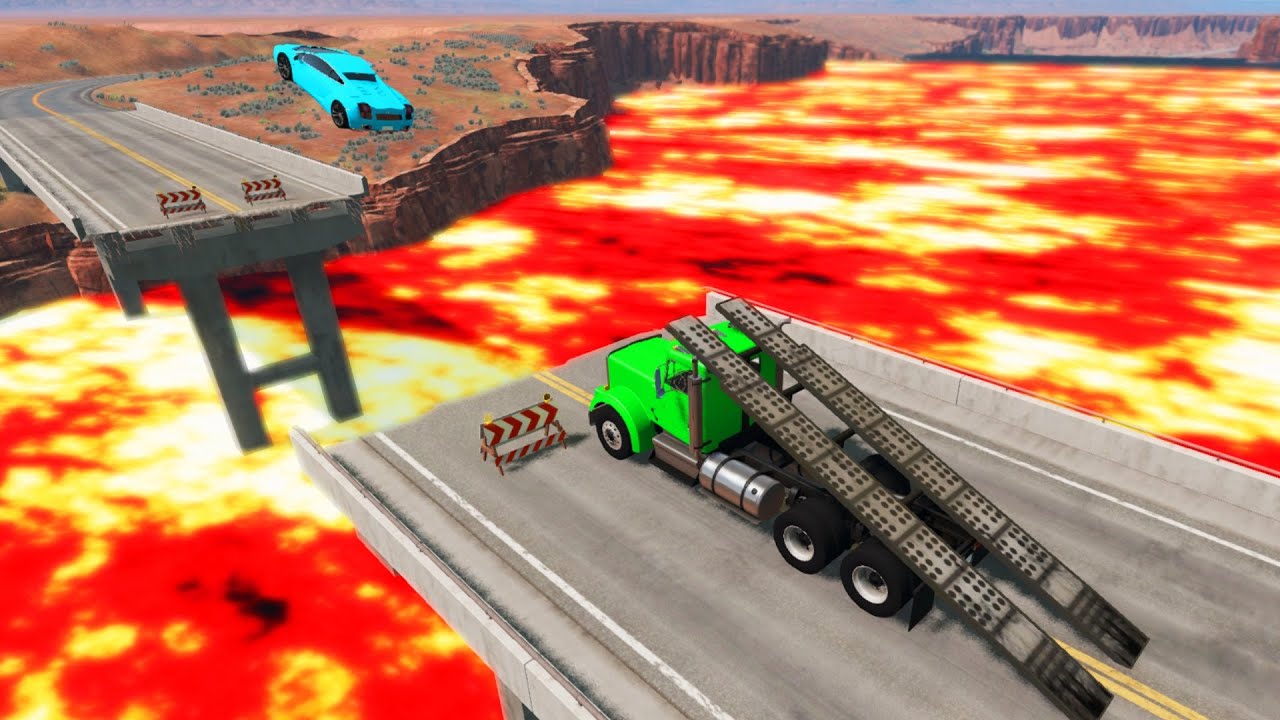 Cars Vs 🔥 Lava Open Bridge 🔥 #1 | BeamNG.Drive - YouTube
