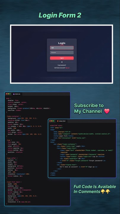 Modern Glassmorphic Login Page Dark Mode Ui Design With Html And Css Codingtutorial Coding