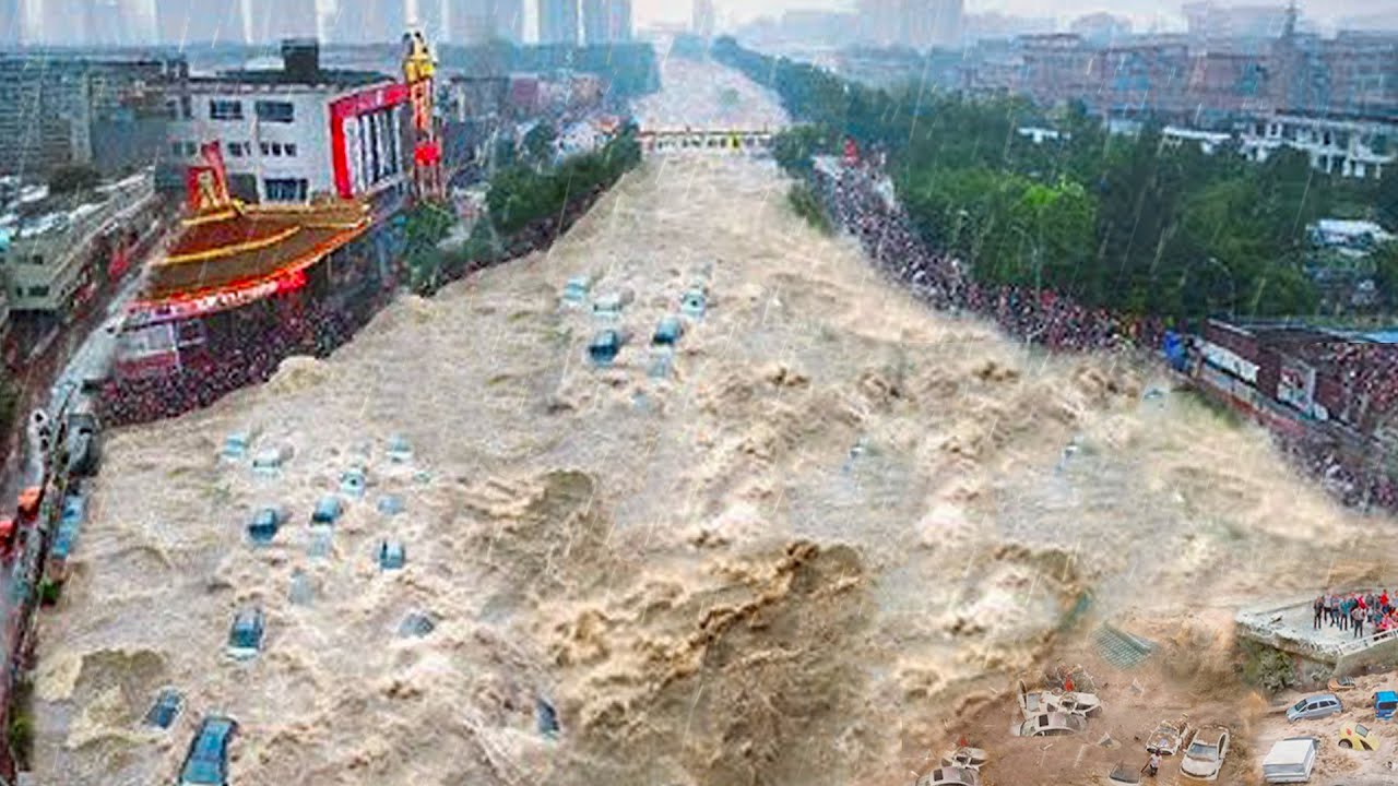 Heavy rain cause China become a vast ocean! Hainan major flooding turn ...