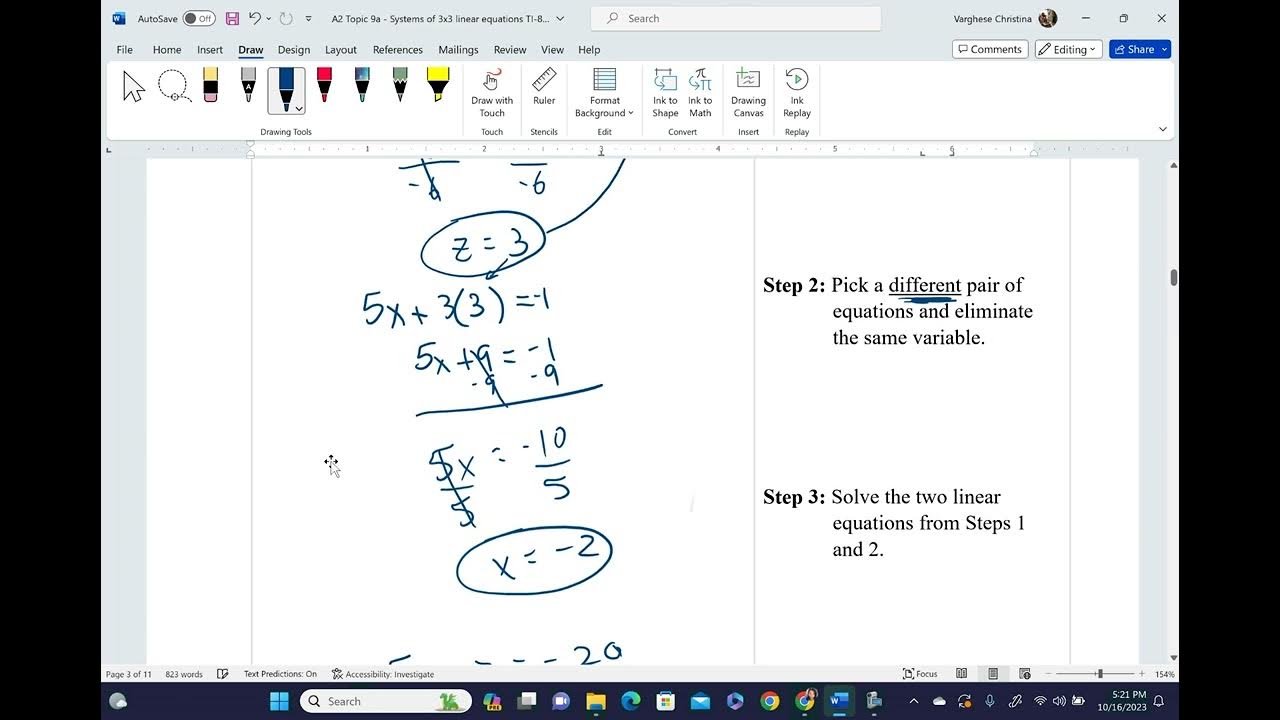 A2 U2 L1 Systems of 3x3 linear equations - YouTube