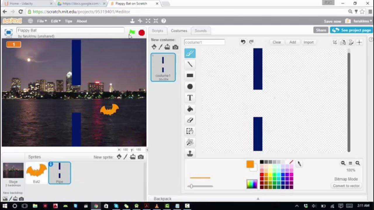Scratch Game Programming Tutorial Full #13, Flappy Bird (Bat) Game Part 2 - YouTube