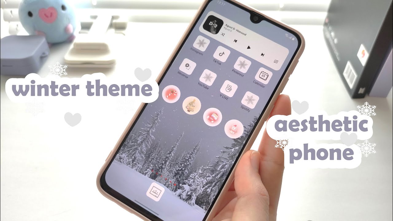 how to make your phone aesthetic ☁️ customize your phone ~winter theme ...