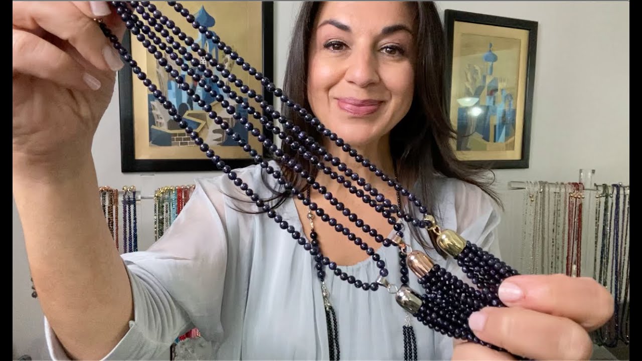 Tassel Blue Goldstone - 10 Way Necklace - Maria Nicola - YouTube