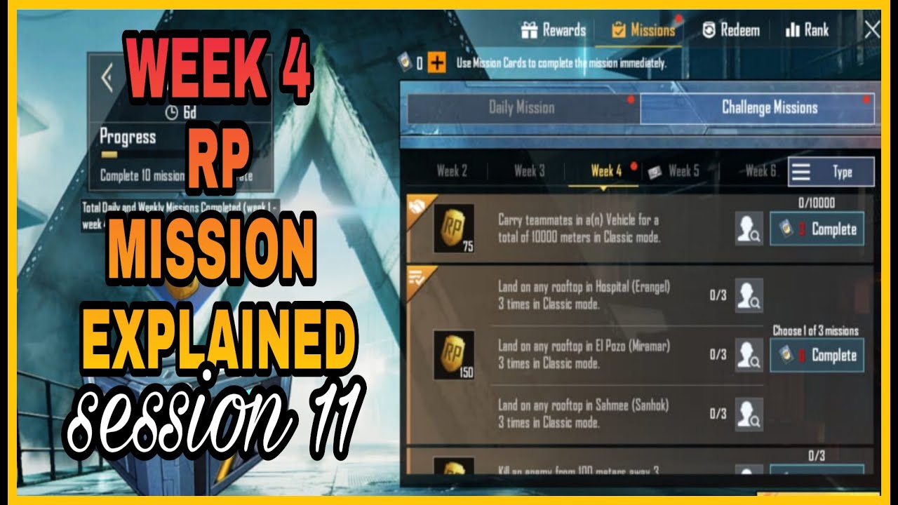 PUBG MOBILE WEEK 4 RP MISSIONS EXPLAINED || HOW TO COMPLETE VERY EASILY ...