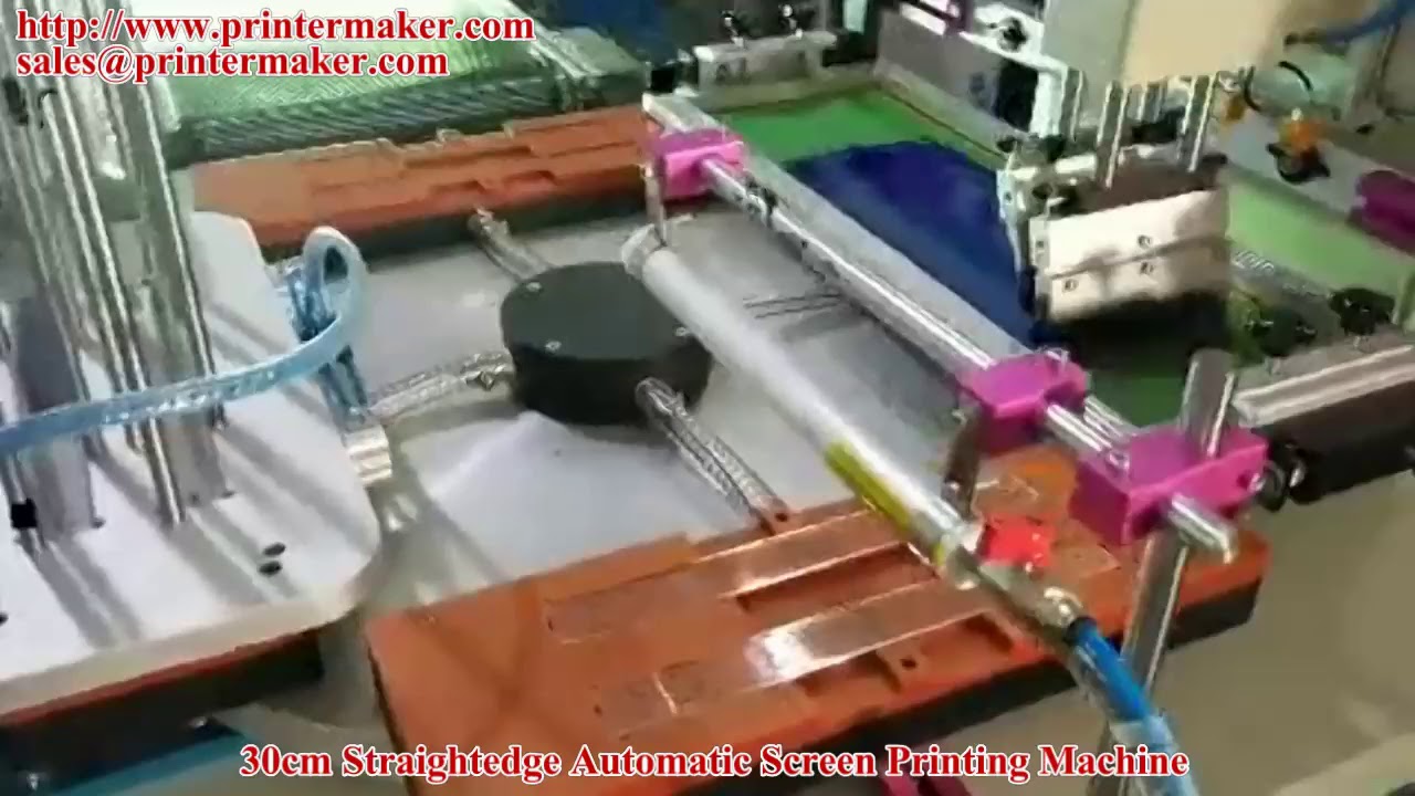 30 cm straightedge automatic screen printing machine - YouTube