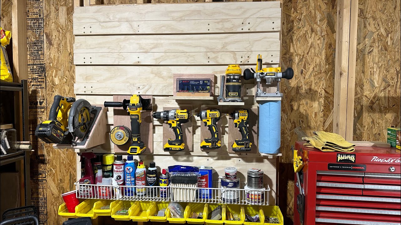 French Cleat wall. Dewalt tools - YouTube