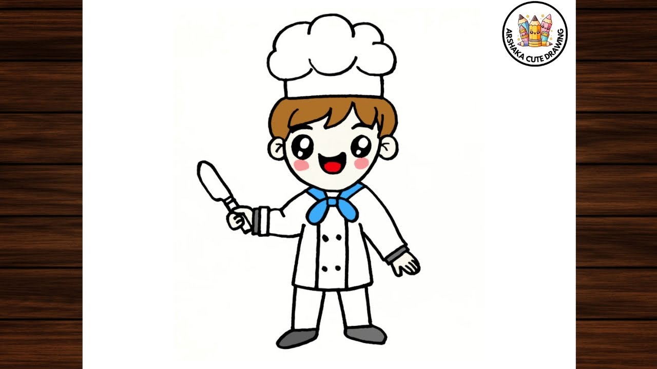 How to Draw A Chef Boy Kawaii Easy Step by Step | Arshaka Cute Drawing ...