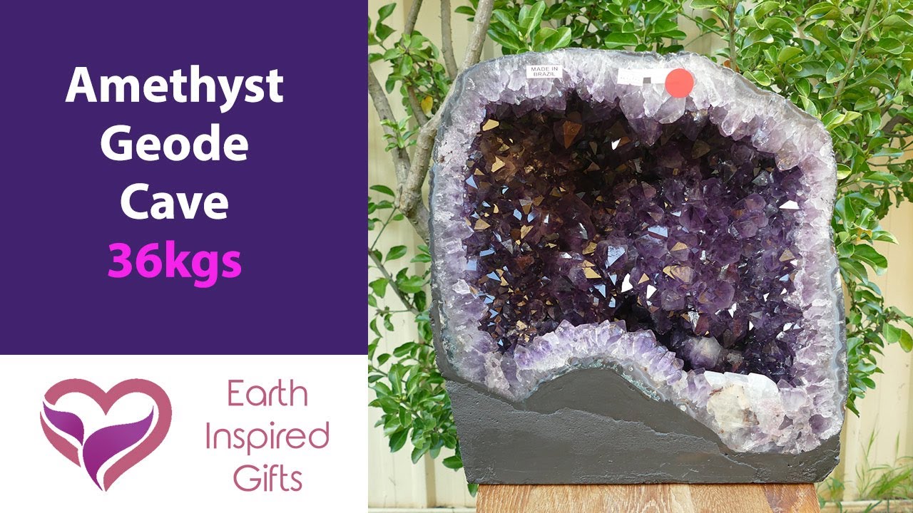 Huge Amethyst Geode Cave at 36kg with Deep Purple Clusters - YouTube