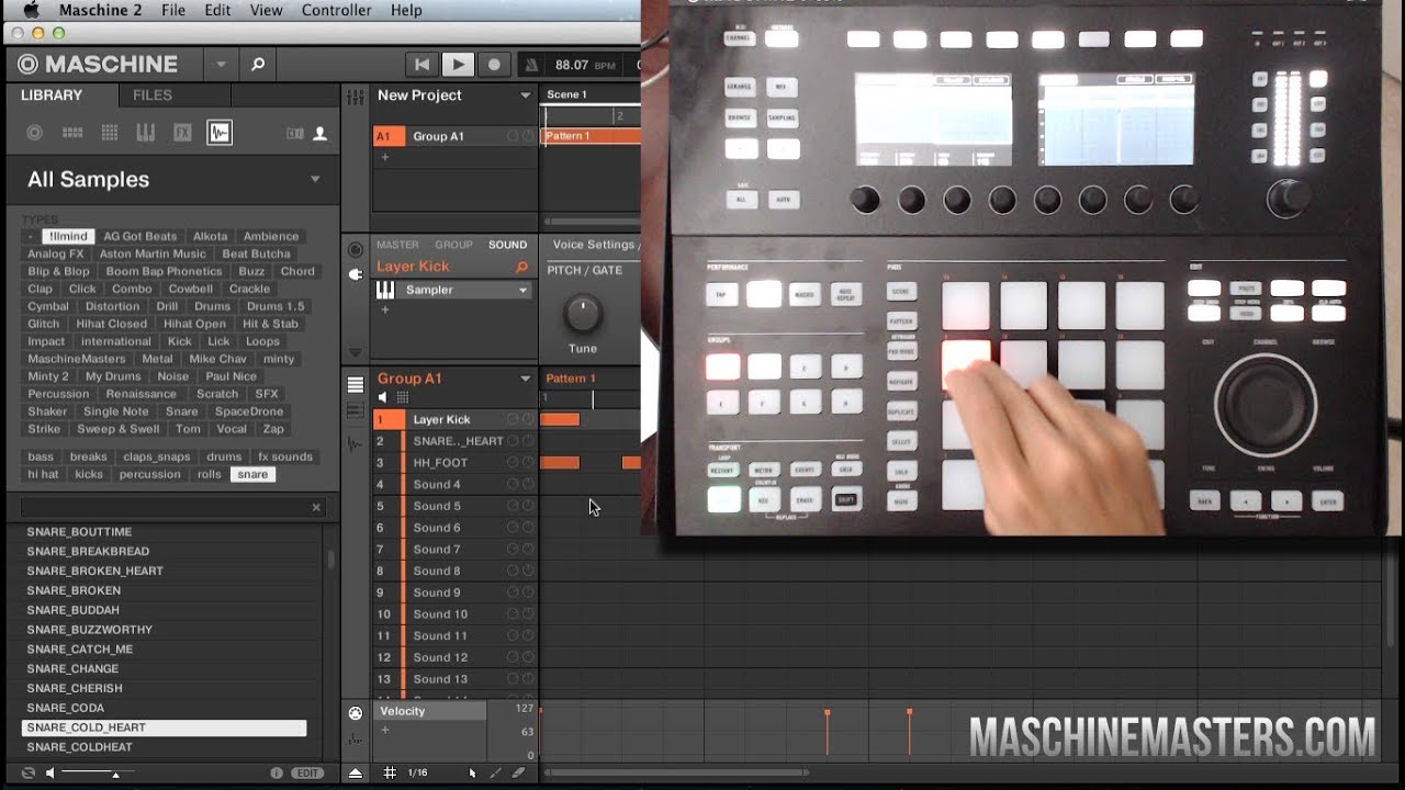 Maschine 2.0 How to Make a Basic Drum Beat using New Velocity Step Mode ...