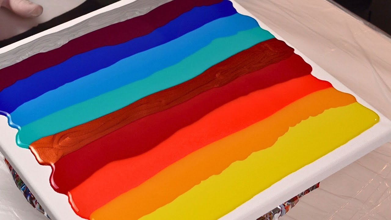 RAINBOW SWIPE - Acrylic Pouring and Fluid Art - YouTube