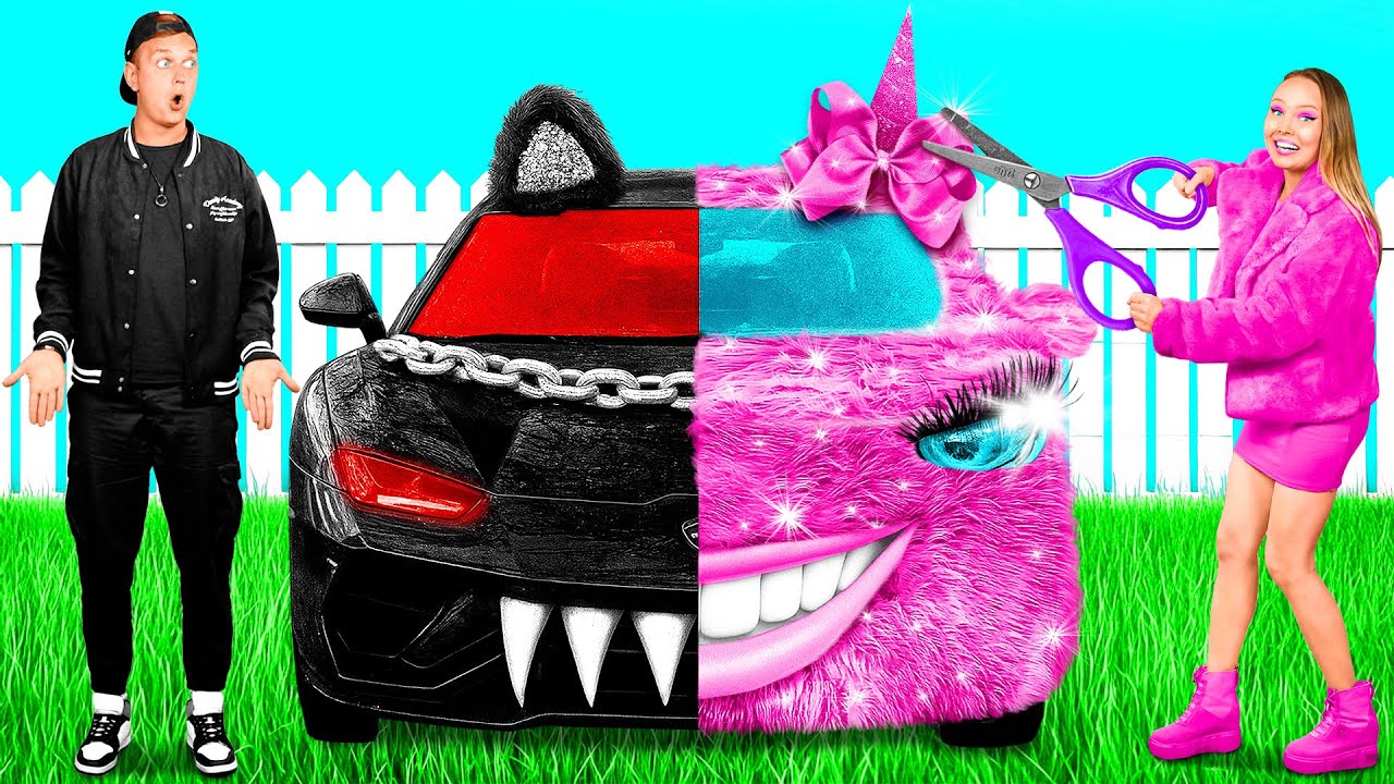 Mobil Merah Muda vs Mobil Hitam Tantangan | Situasi Lucudan Gagal ...